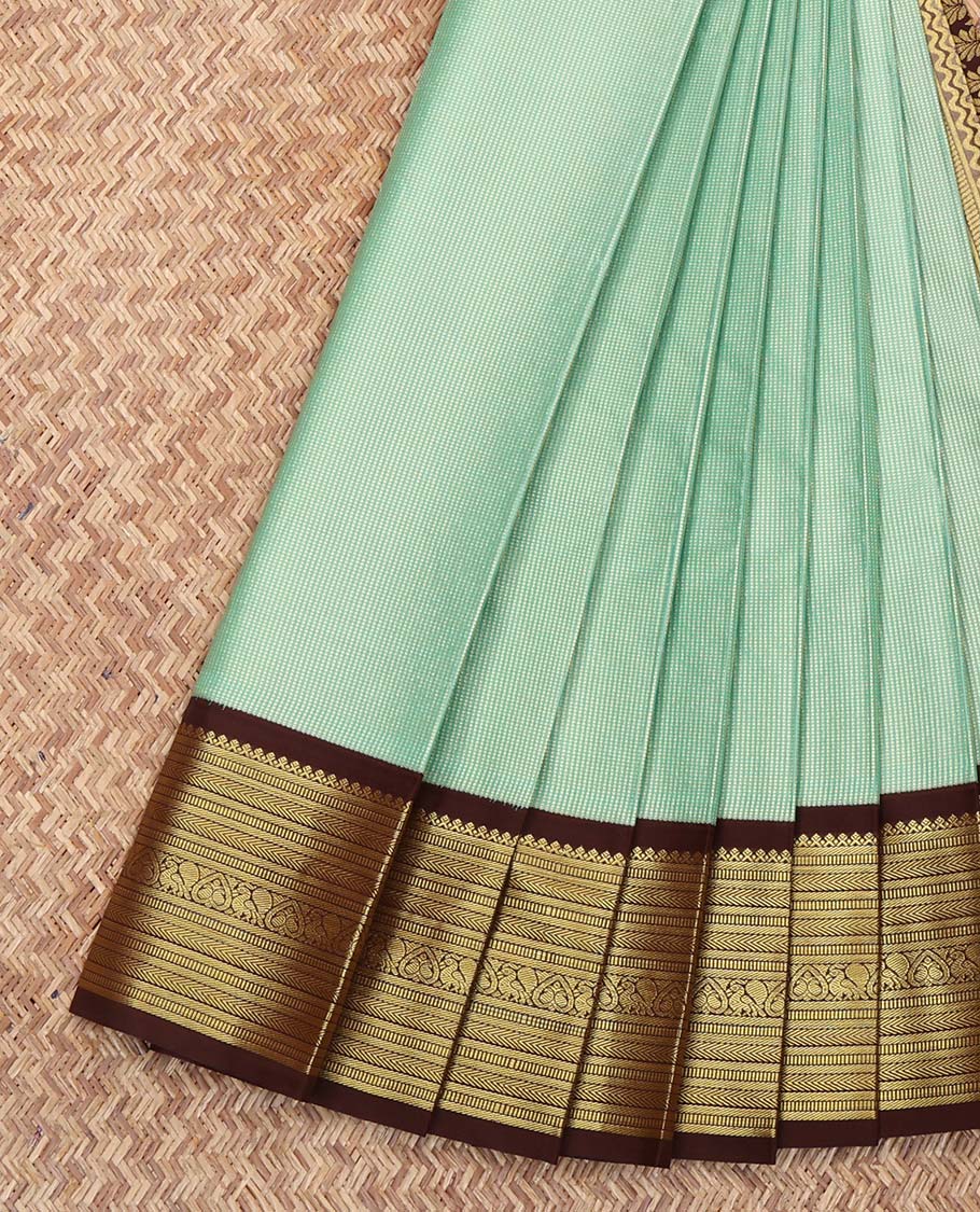 Green Budget Silk Saree, Subtly Sparkled with Micro-Checks on Its Body