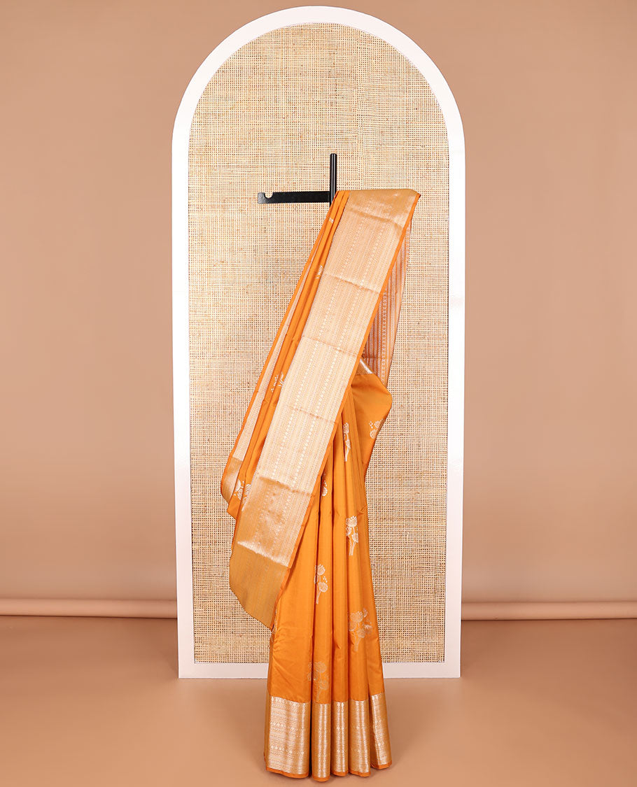 Orange floral design vasundhara elite silk saree with self border of i