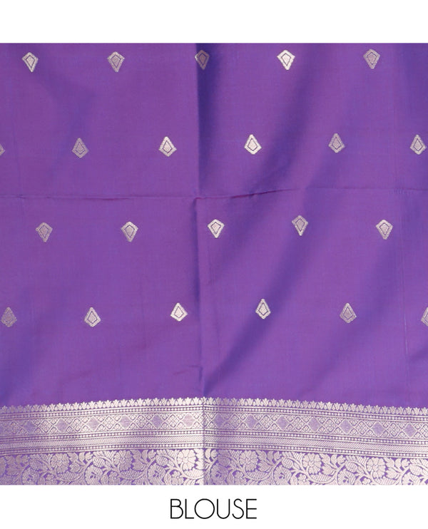 Blue Fancy Soft Silk Saree, Accentuated with Zari Buttas, Complemented